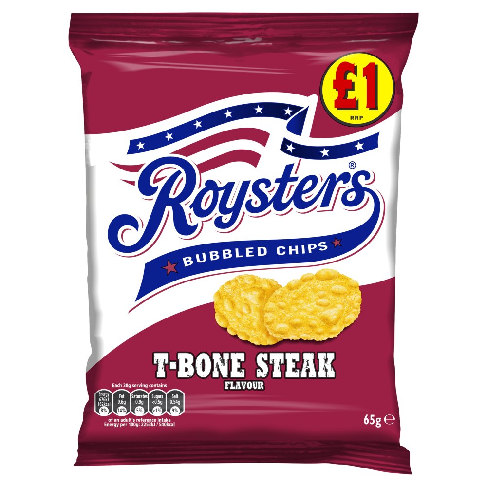 Roysters Bubbled Chips T-Bone Steak Flavour 65g 65g X 16 X 1 – Belito