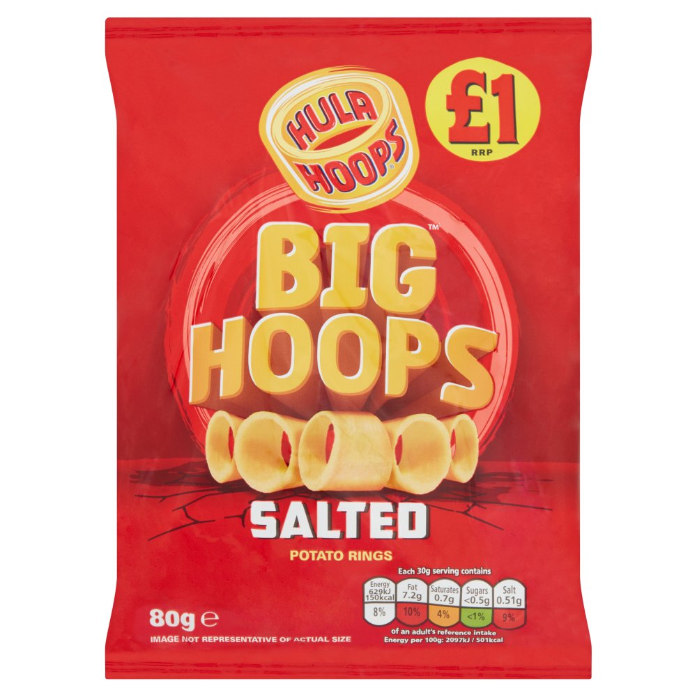 Hula Hoops Big Hoops Salted Potato Rings 80g X 16 X 1 – Belito