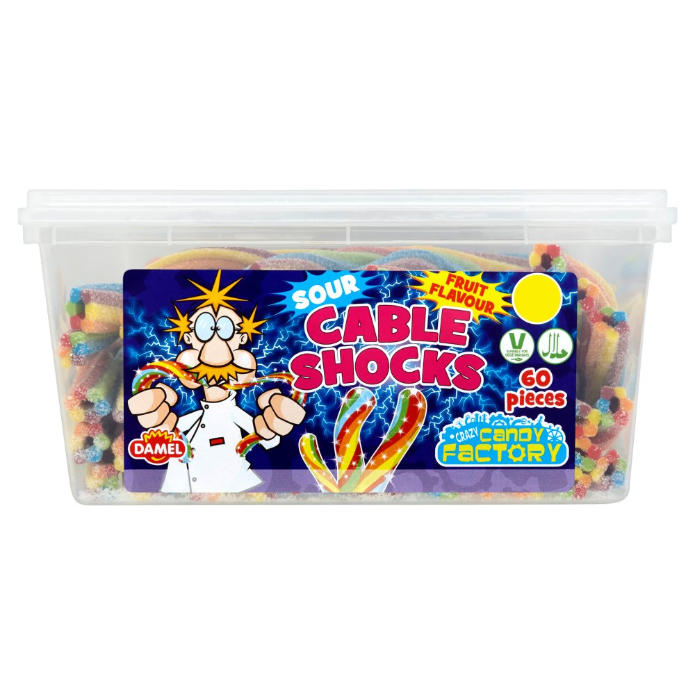 Crazy Candy Factory 60 Sour Cable Shocks Fruit Flavour 1.62kg 20p X 60 ...