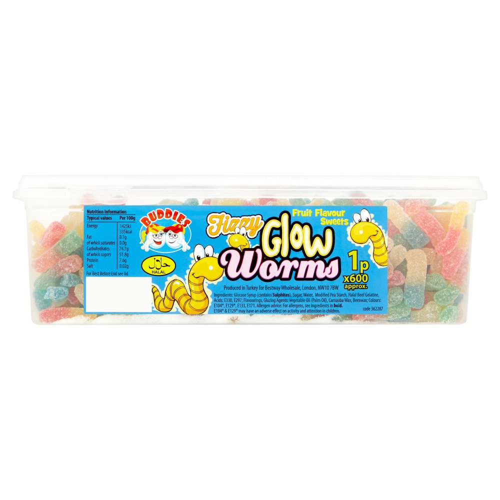 Buddies Fizzy Glow Worms Fruit Flavour Sweets 1p X 600 X 1 – Belito